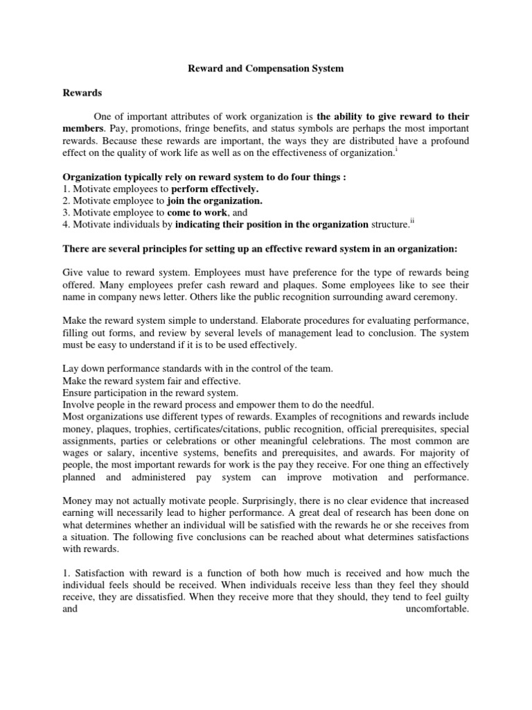 Reward and Compensation System | PDF | Employee Benefits | Competence ...