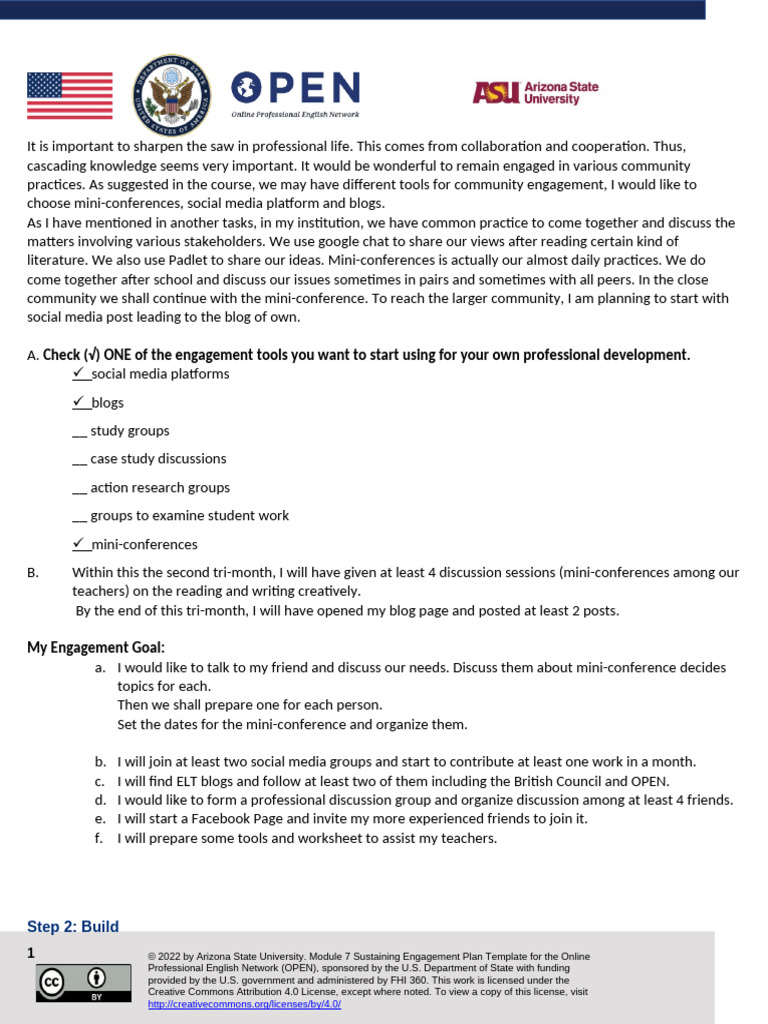 Teacher Training Module 7 Task 4 - Sustaining Engagement Plan Template ...