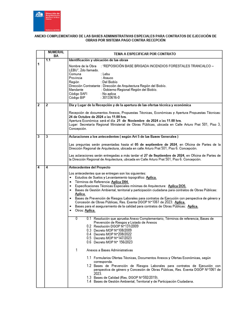 03 Anexo Complementario B.F. TRANCALCO LEBU (2do Llamado) | PDF | Negocios | Finanzas y dinero
