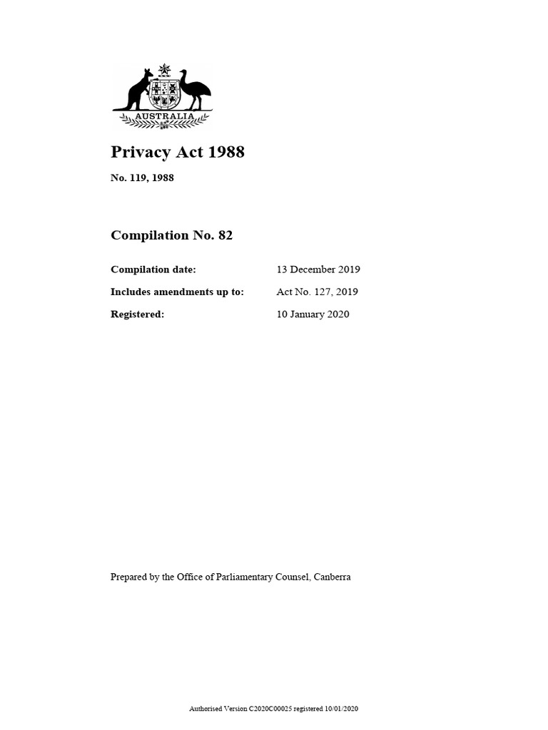 Privacy Act 1988 (CTH) | PDF