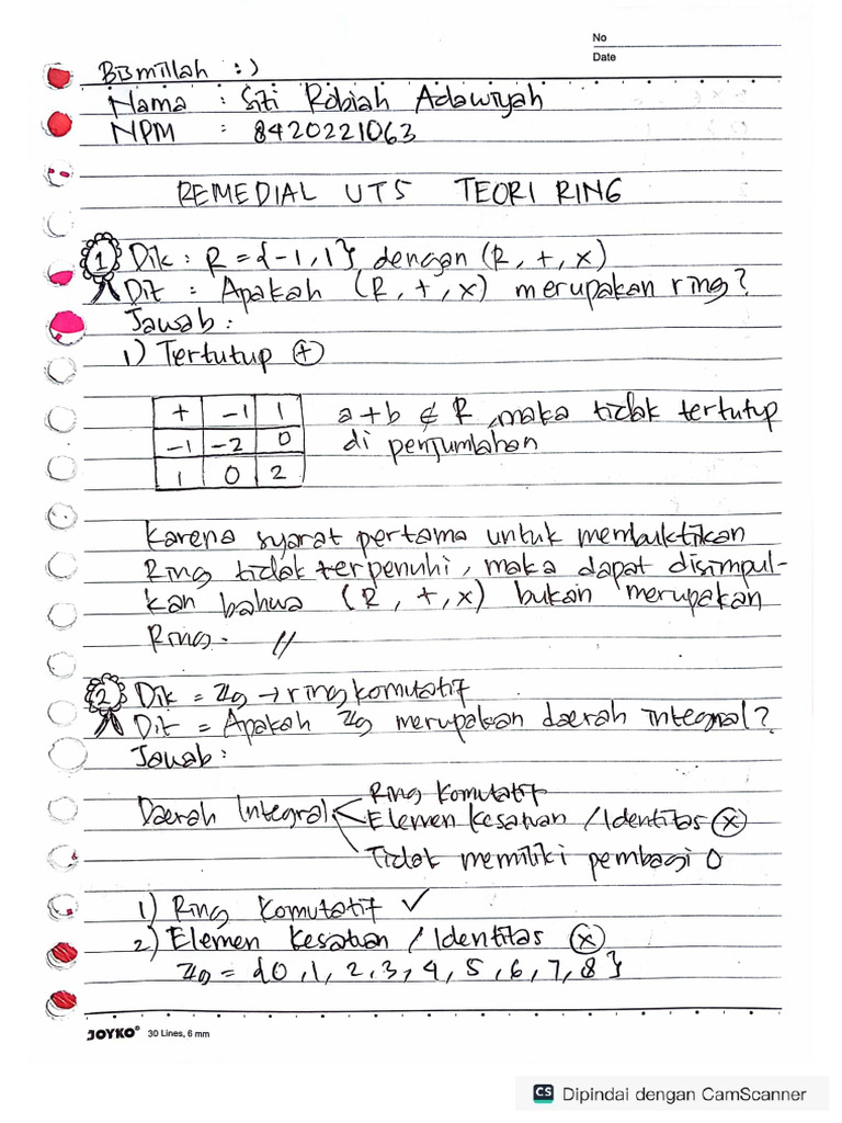 Siti Robiah Adawiyah - Perbaikan Teori Ring | PDF