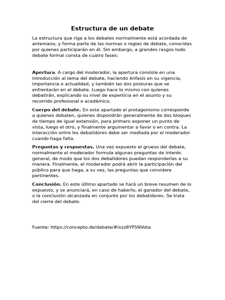 Estructura de Un Debate | PDF