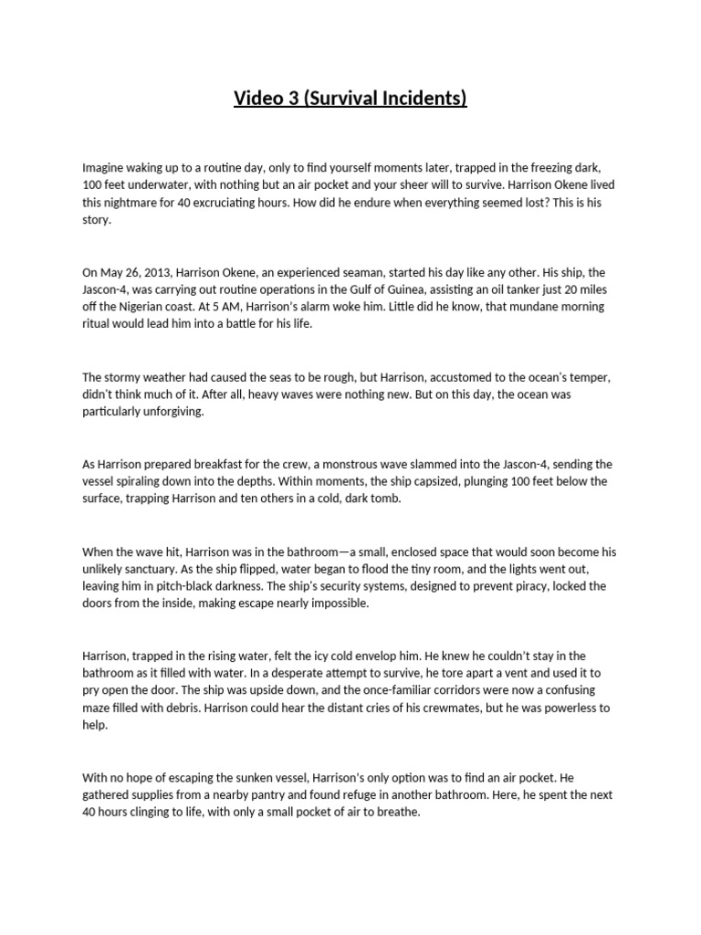 Harrison Okene: 40 Hours Underwater Survival | PDF | Underwater Diving ...