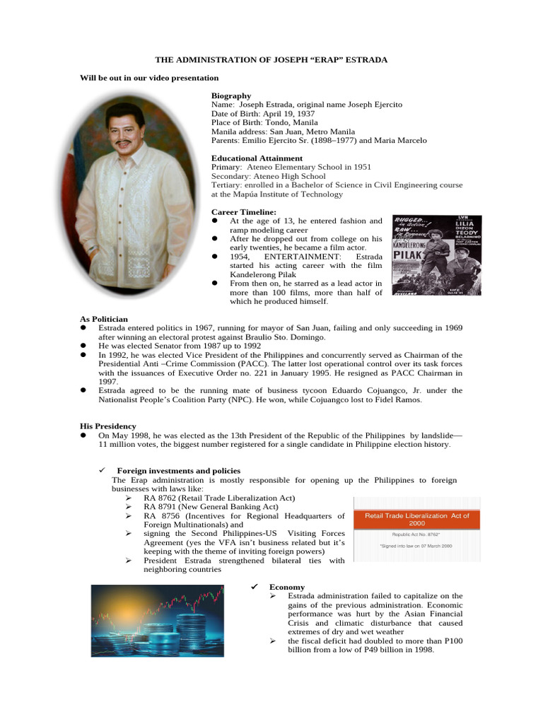 The Administration of Joseph Strada | PDF | Philippines | Politics