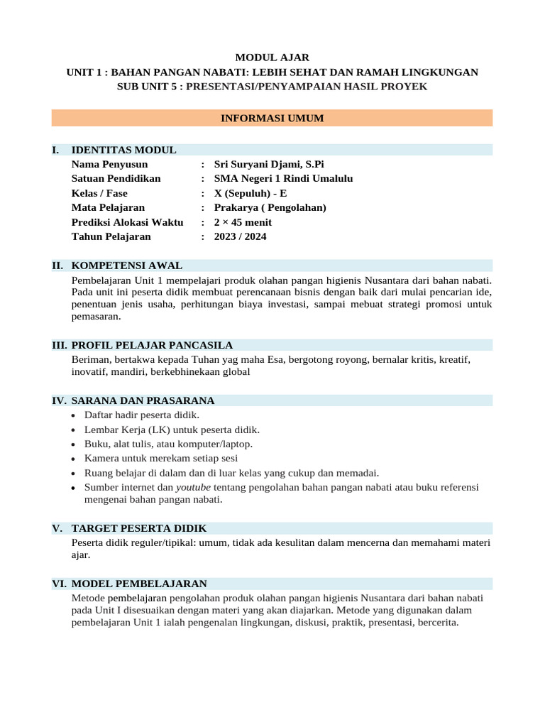 Unit 1 Kegiatan 5 - Presentasi Hasil Proyek | PDF