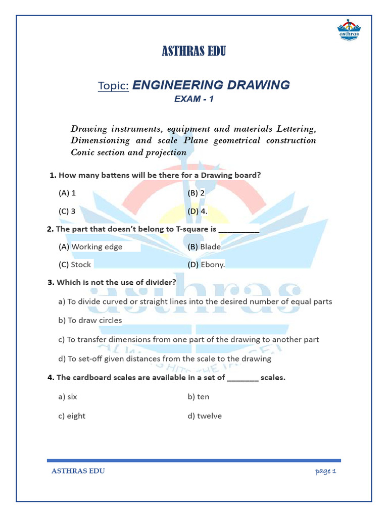 Engineering Drawing Test 1-1 | PDF