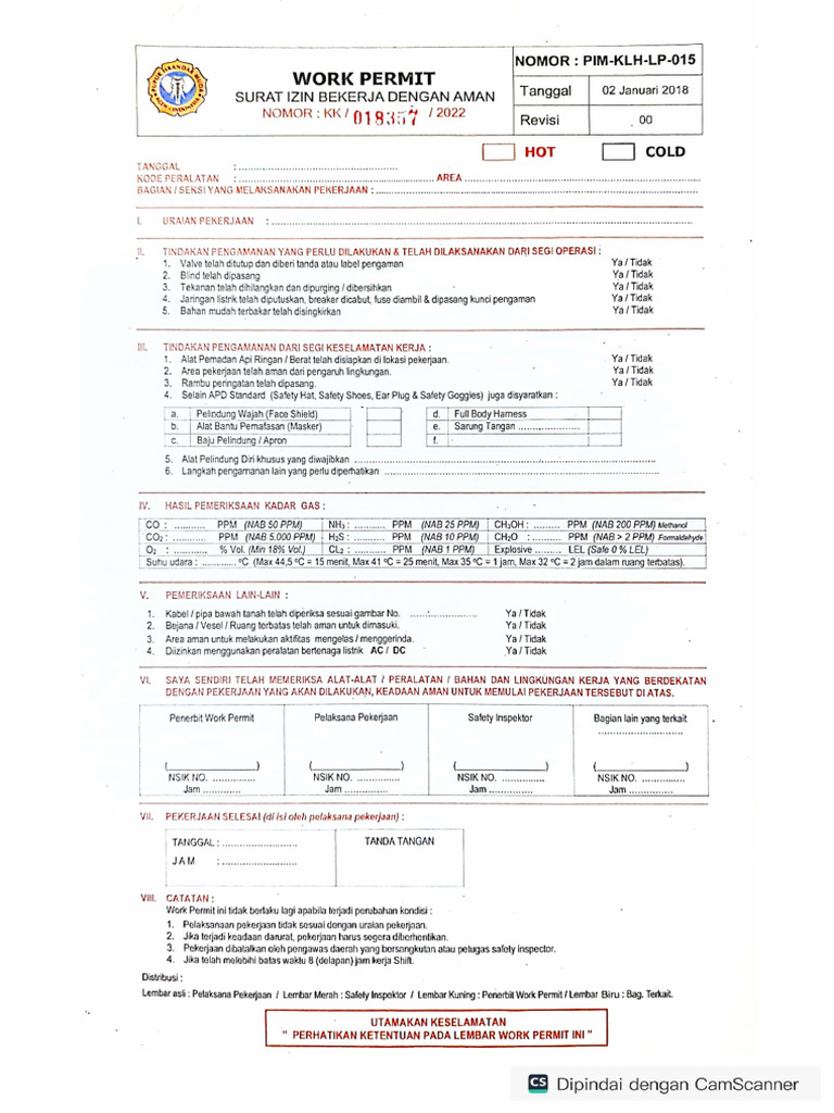 Form Kosong Work Permit | PDF