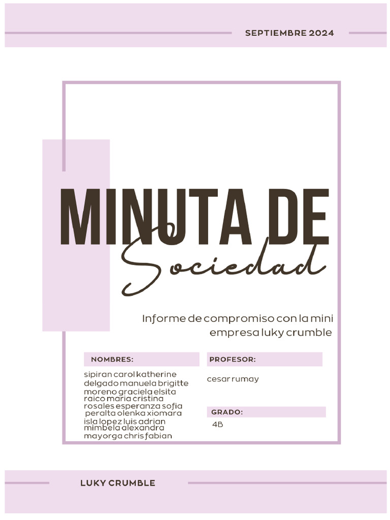 Minuta de Empresa Luky Crumble | PDF