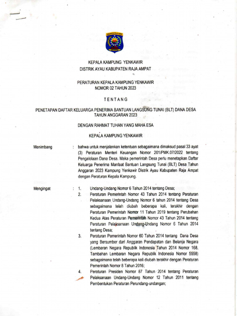 Perkam BLT - Lembar 1 | PDF