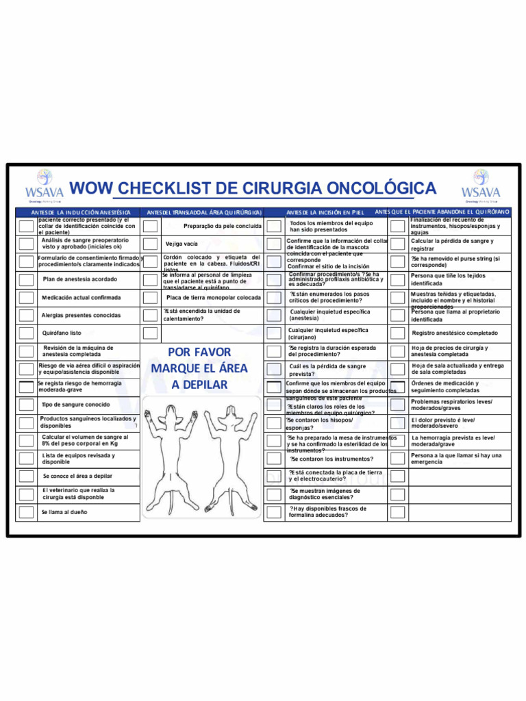 Wow Cancer Surgery Checklist Version A Spanish | PDF