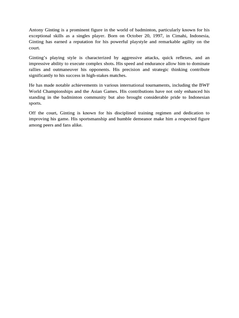 Descriptive An Athlete | PDF