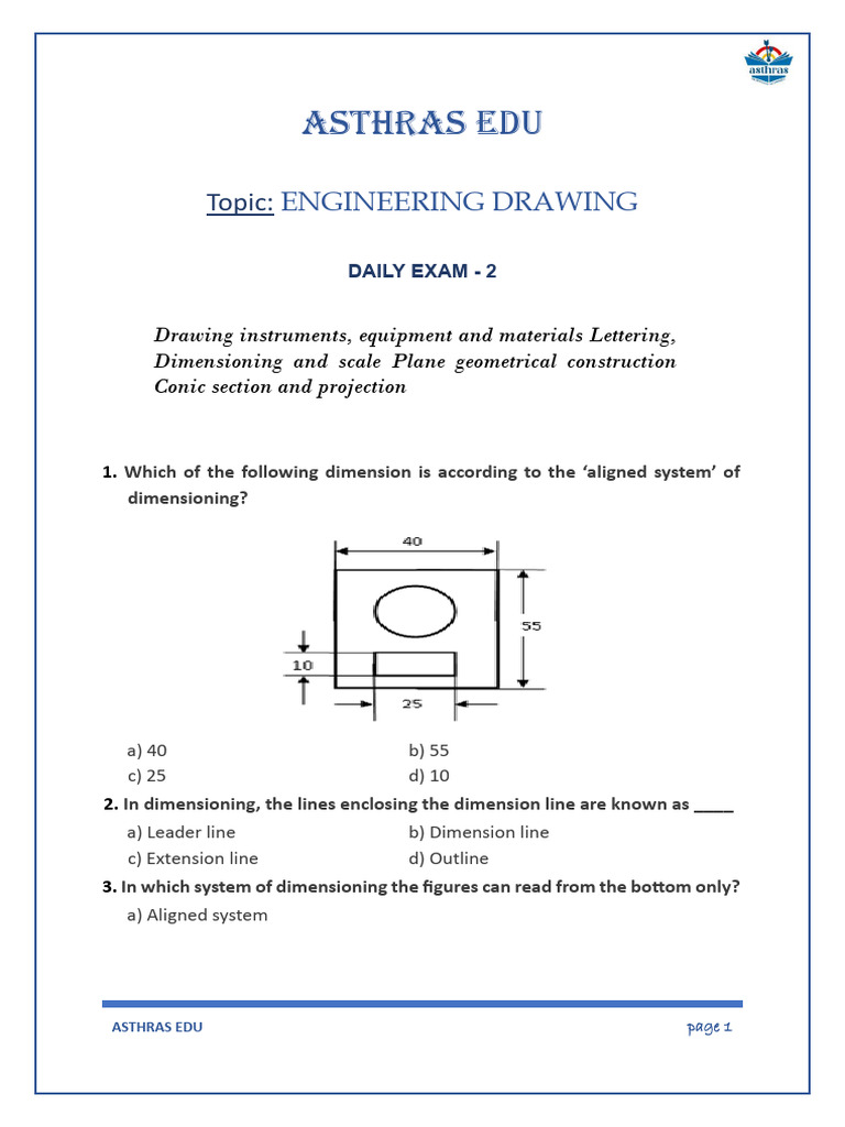 Engineering Drawing Test 2-1 | PDF