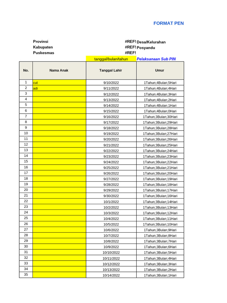 Form Pendataan Sas Posyandu Pin | PDF