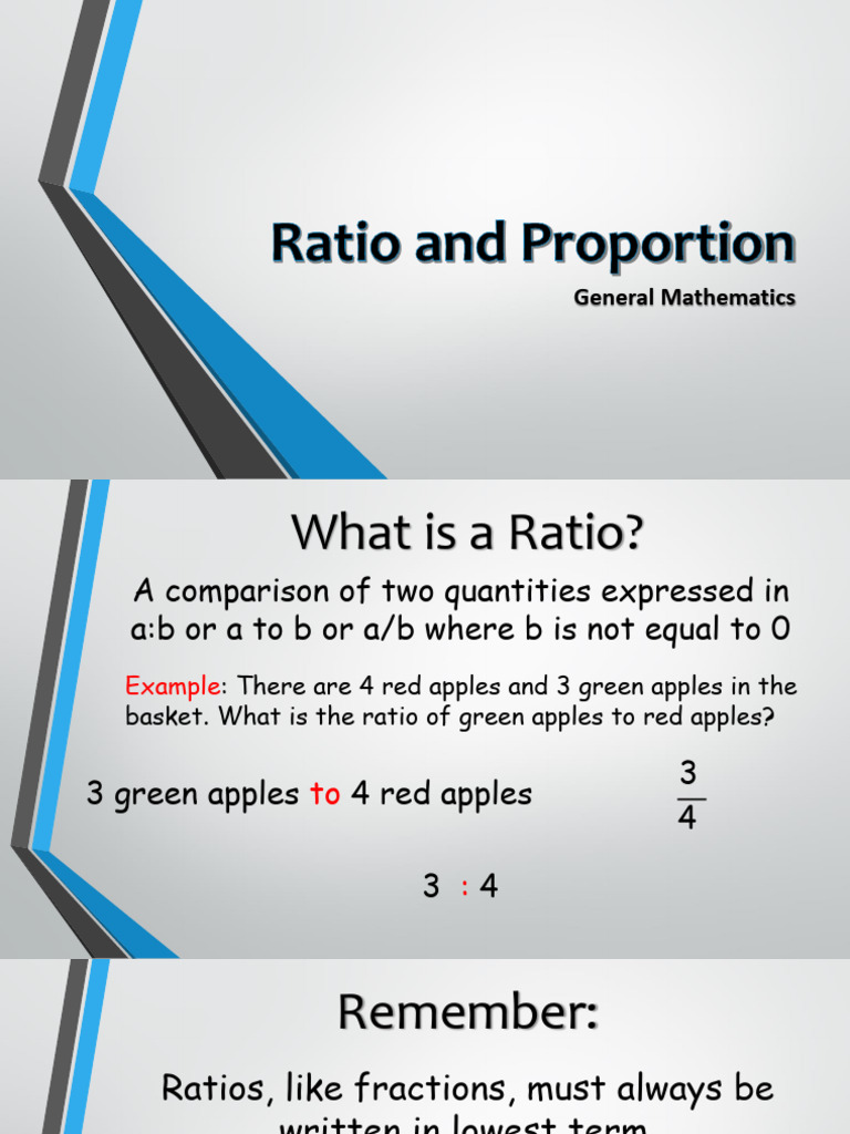 Lesson 3 Ratio and Proportion | PDF