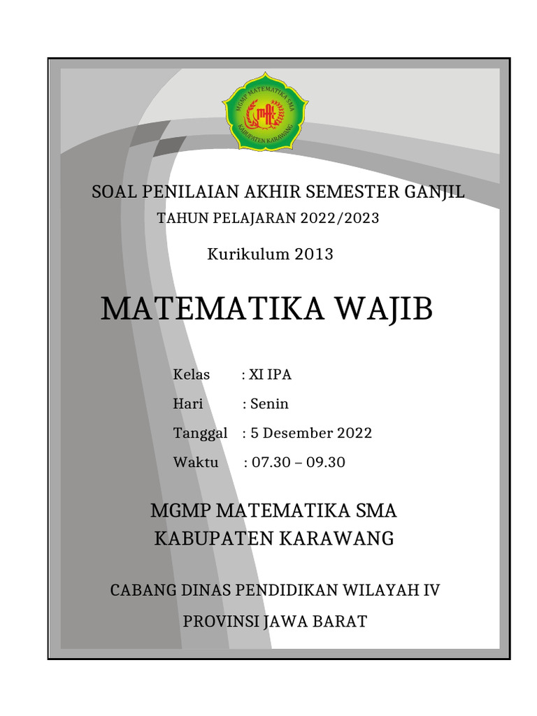 2 Soal Mat Wajib 11 | PDF