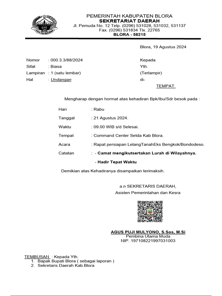 UNDANGAN TERLAMPIR LELANG BENGKOK 2024 | PDF