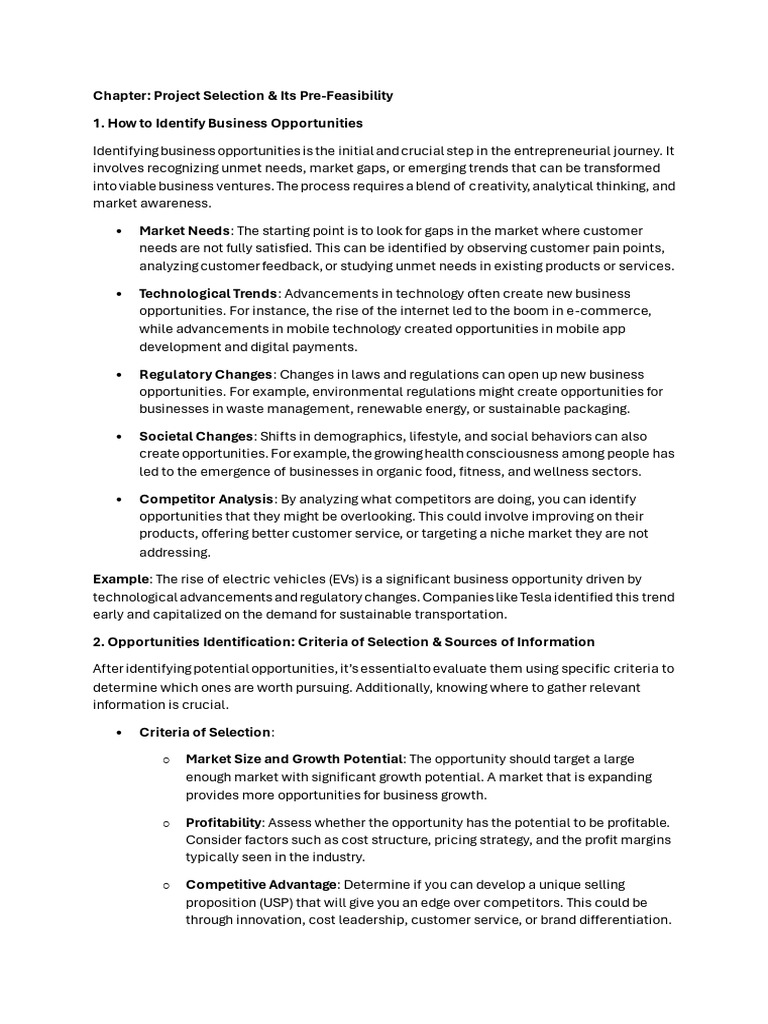 Module 2 - Project Selection & Its Pre-Feasibility | PDF