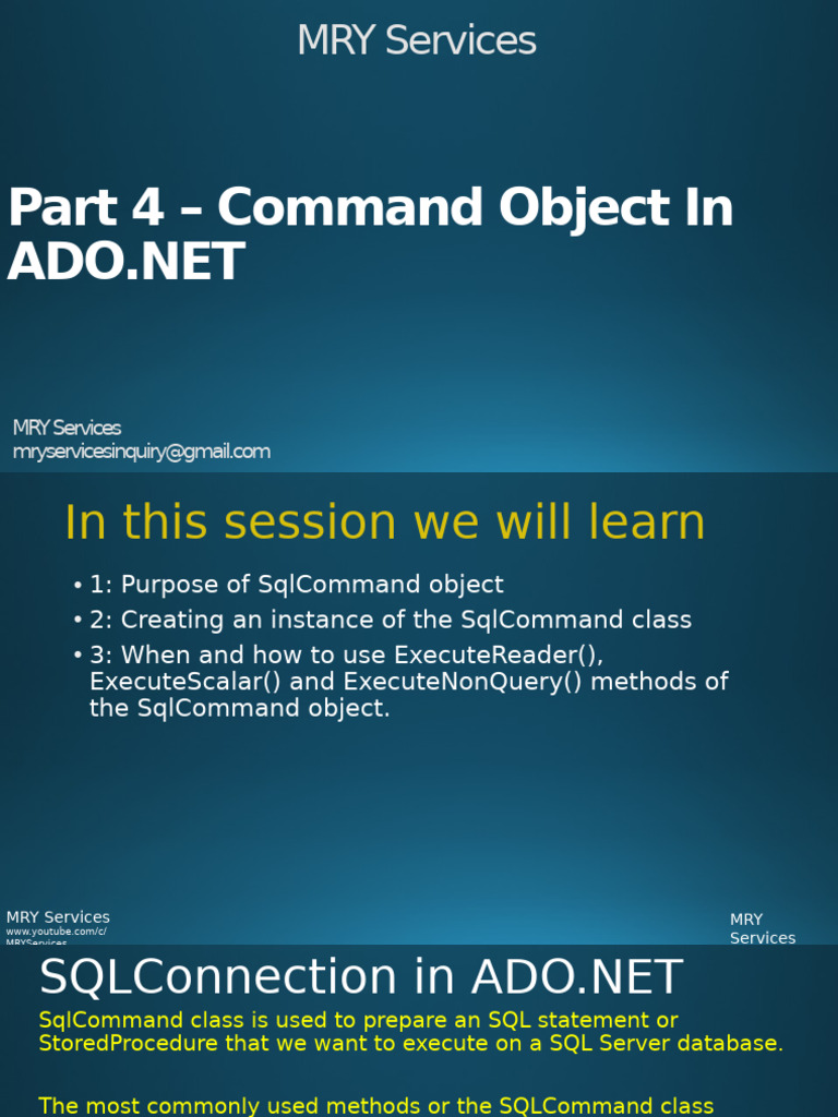 Part 5 SQLCommand Object in ADO.net | PDF