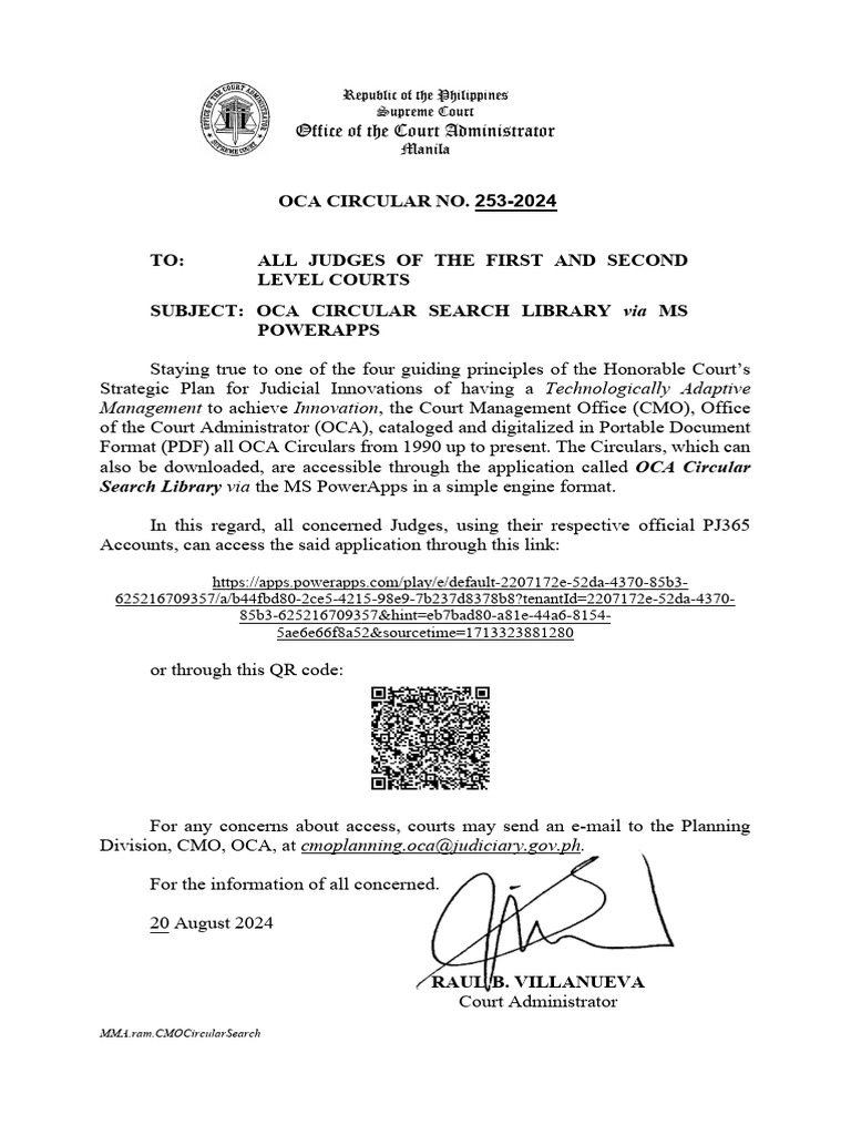 OCA Circular No. 253 2024 | PDF