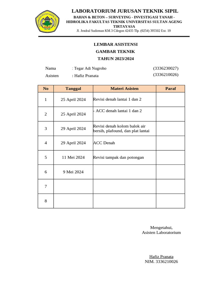 Lembar Asis Gambar Teknik Tegar | PDF