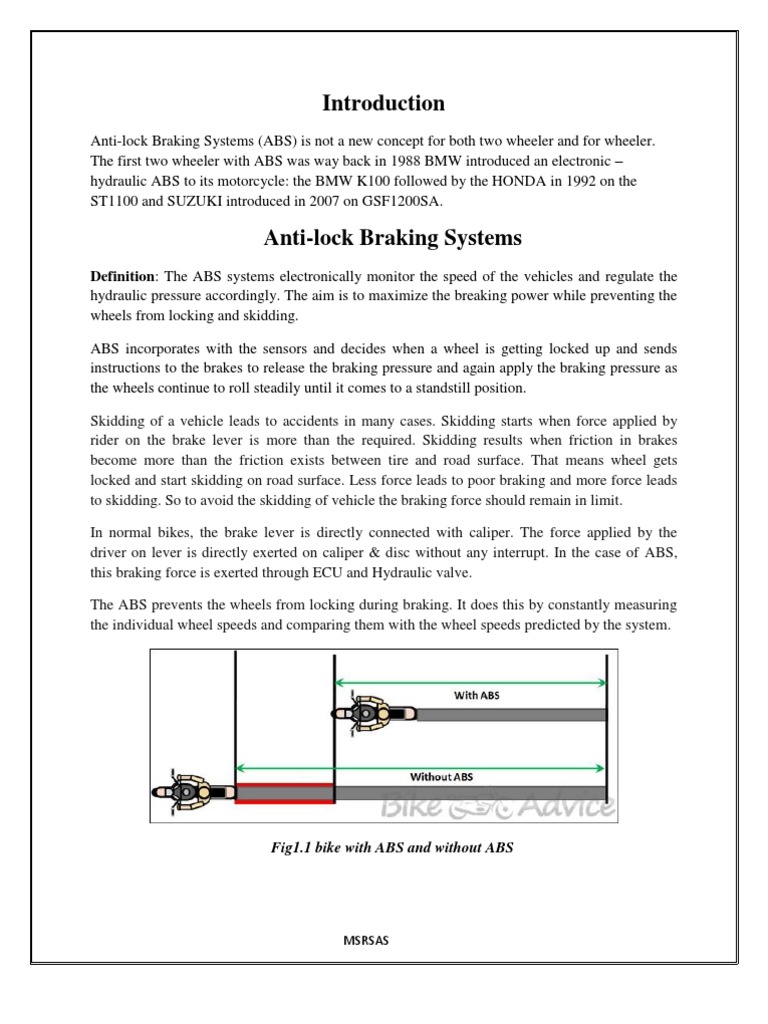 Understanding ABS in Two Wheelers | PDF | Anti Lock Braking System | Brake