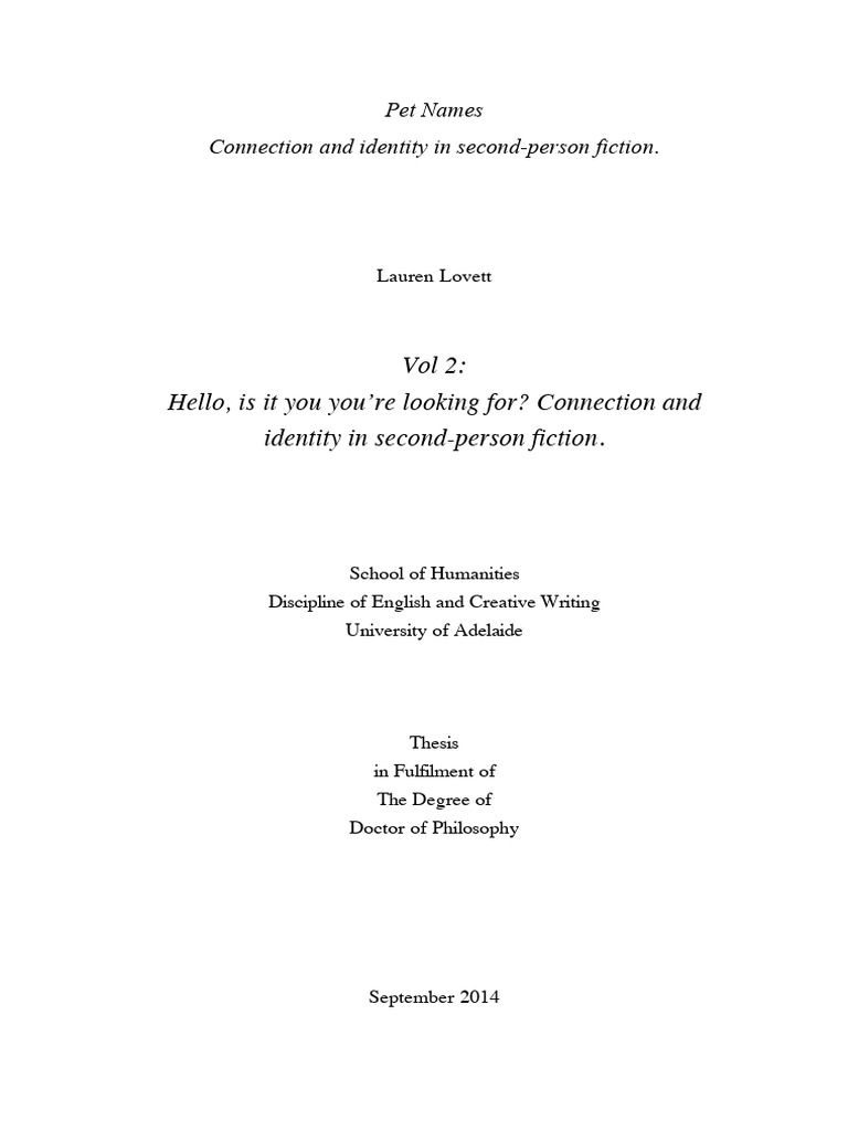Connection and Identity in Second-Person Fiction - PDF Room | PDF