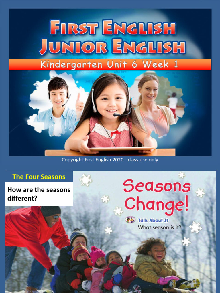 F1English Kindergarten Unit 6 Week 1 | PDF