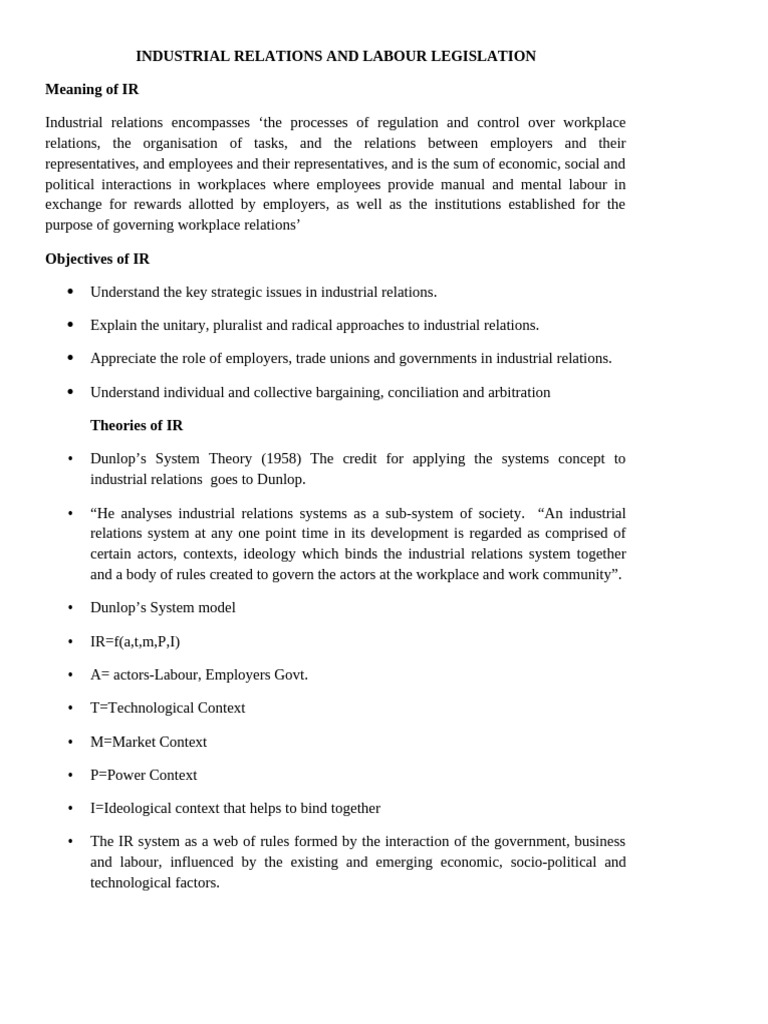Lecture notes-IR Final | PDF | Employment | Collective Bargaining