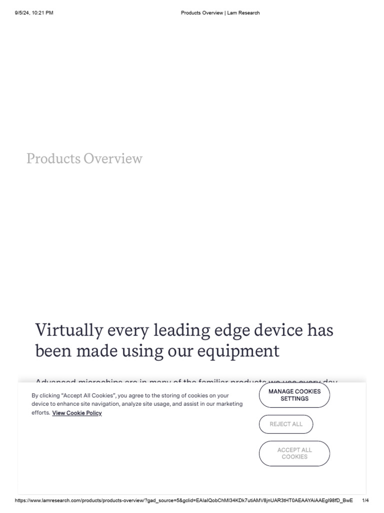Products Overview - Lam Research | PDF