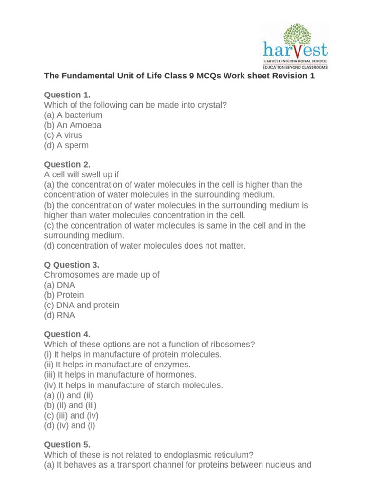 The Fundamental Unit of Life Ws-1 | PDF
