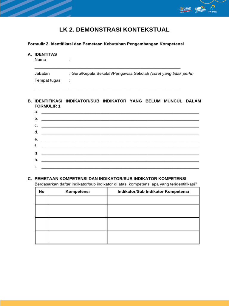 LK 2. DK - Formulir 2 - Identifikasi Dan Pemetaan Kebutuhan ...