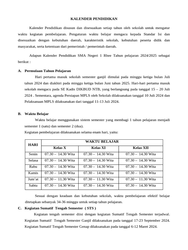 Kalender Pendidikan | PDF