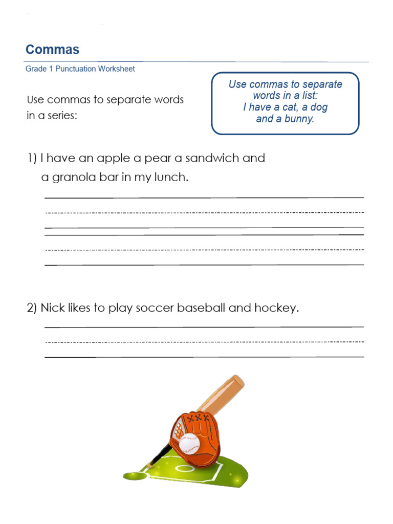 Grade 1 Commas A | PDF