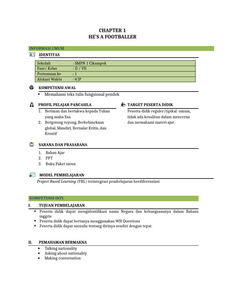 Modul Ajar Chapter 1 | PDF