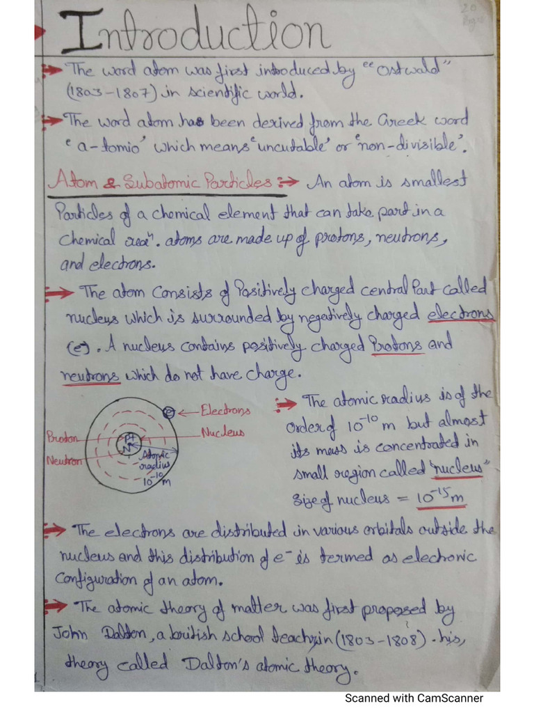 CLASS 11 Structure of Atom-1 Hand Written Notes | PDF