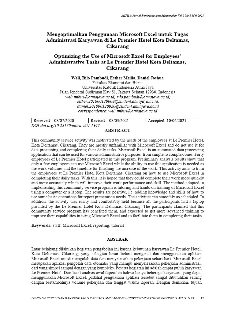 Optimizing The Use of Microsoft Excel Fo | PDF