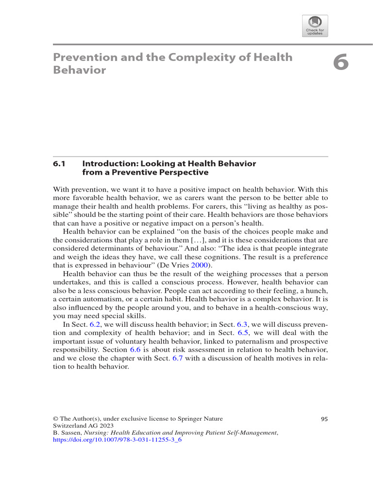Nursing Health Education and Improving Patient Sel... - (6 Prevention ...