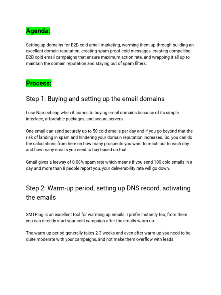 B2B Cold Emails - Blueprint and Outline (Draft) | PDF