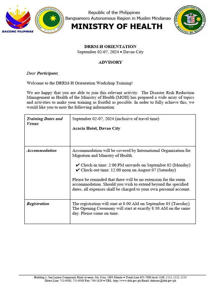 Training-Advisory-DRRM-H-Responders-Training | PDF