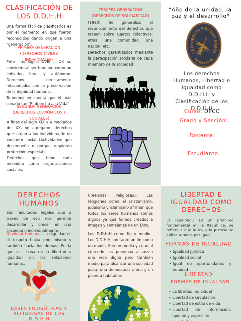 Triptico DPCC Derechos Humanos | PDF | Derechos humanos | Libertad