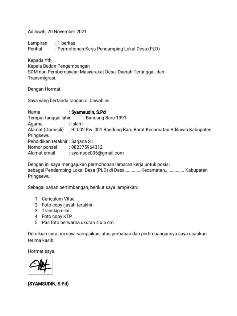 PLD Lamaran Kerja | PDF