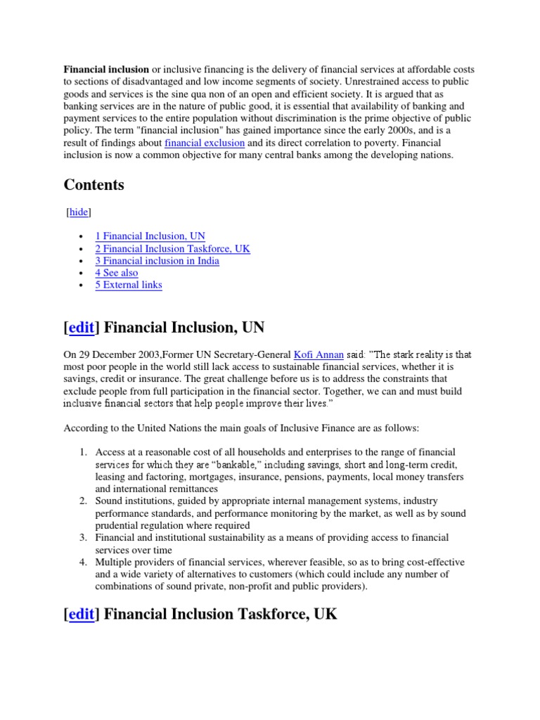 Understanding Financial Inclusion Strategies | PDF | Financial ...