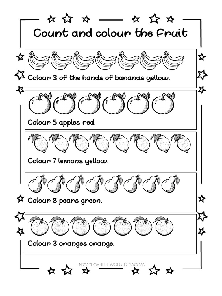 count-and-colour-the-fruit-worksheet | PDF
