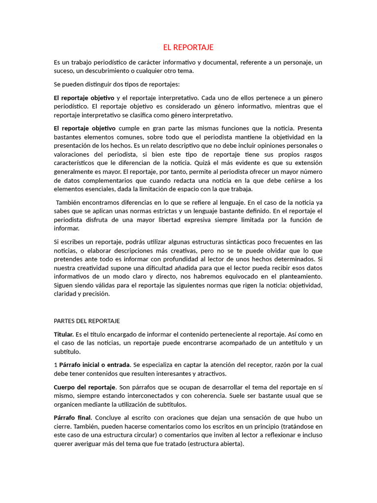 El Reportaje | PDF | Periodismo