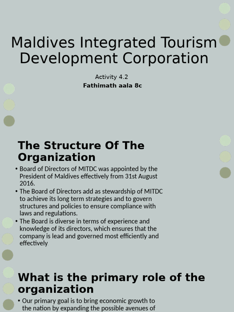 Maldives Integrated Tourism Development Corporation | PDF