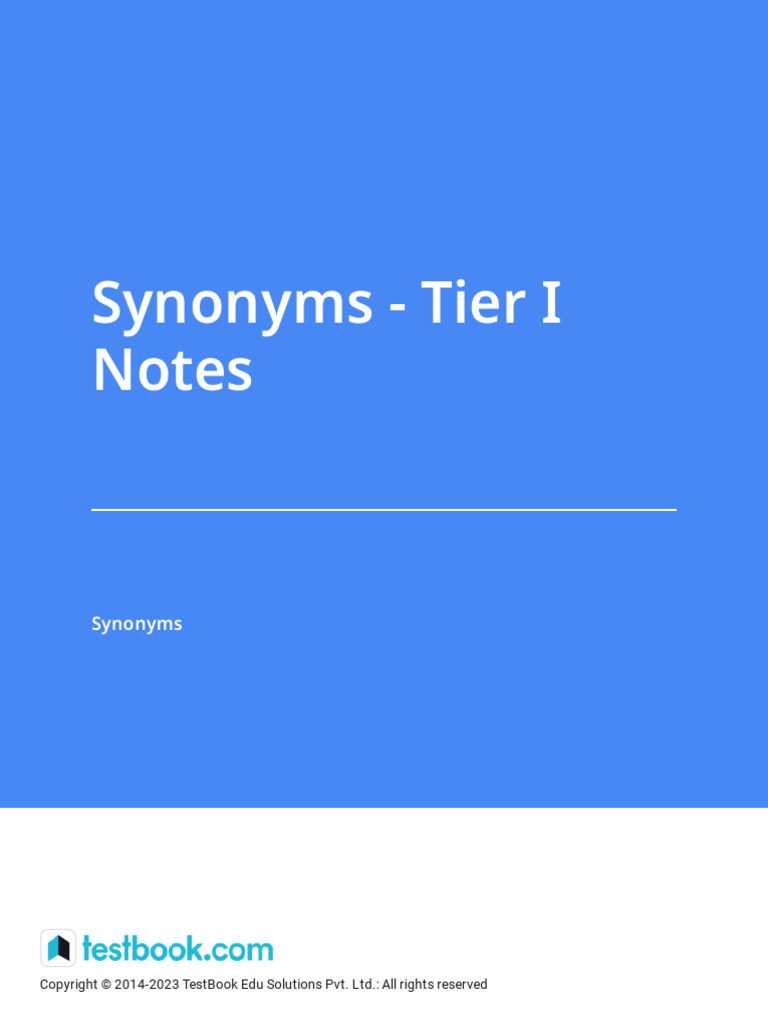 Synonyms - Tier I Notes | PDF