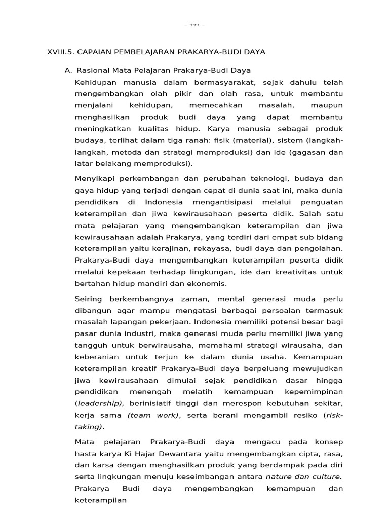 Capaian Pembelajaran Prakarya | PDF