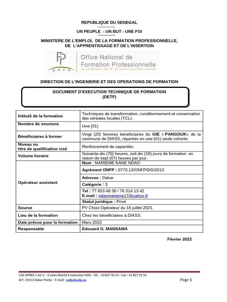Detf TCL Gie Pangouk Diass | PDF