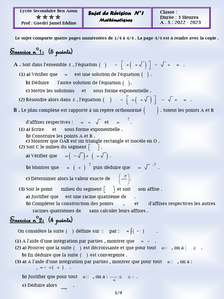 Sujet de R Vision N1 4 SC Exp Guedri Jamel Eddine Copie | PDF