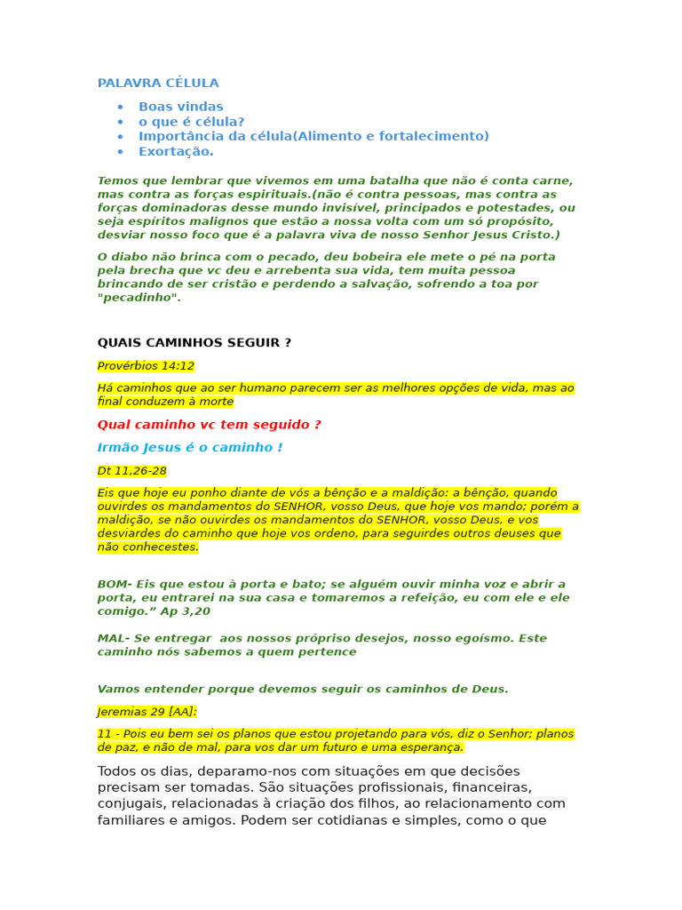 Célula 1 Quais Caminhos A Seguir | PDF